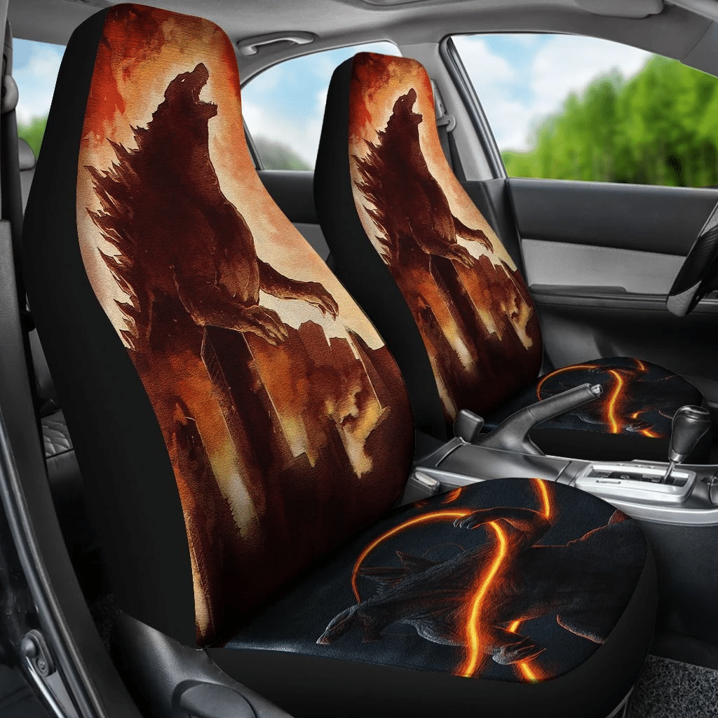 Godzilla Fire Light Cartoon Fanart Godzilla Vs Kong Car Seat Covers ...