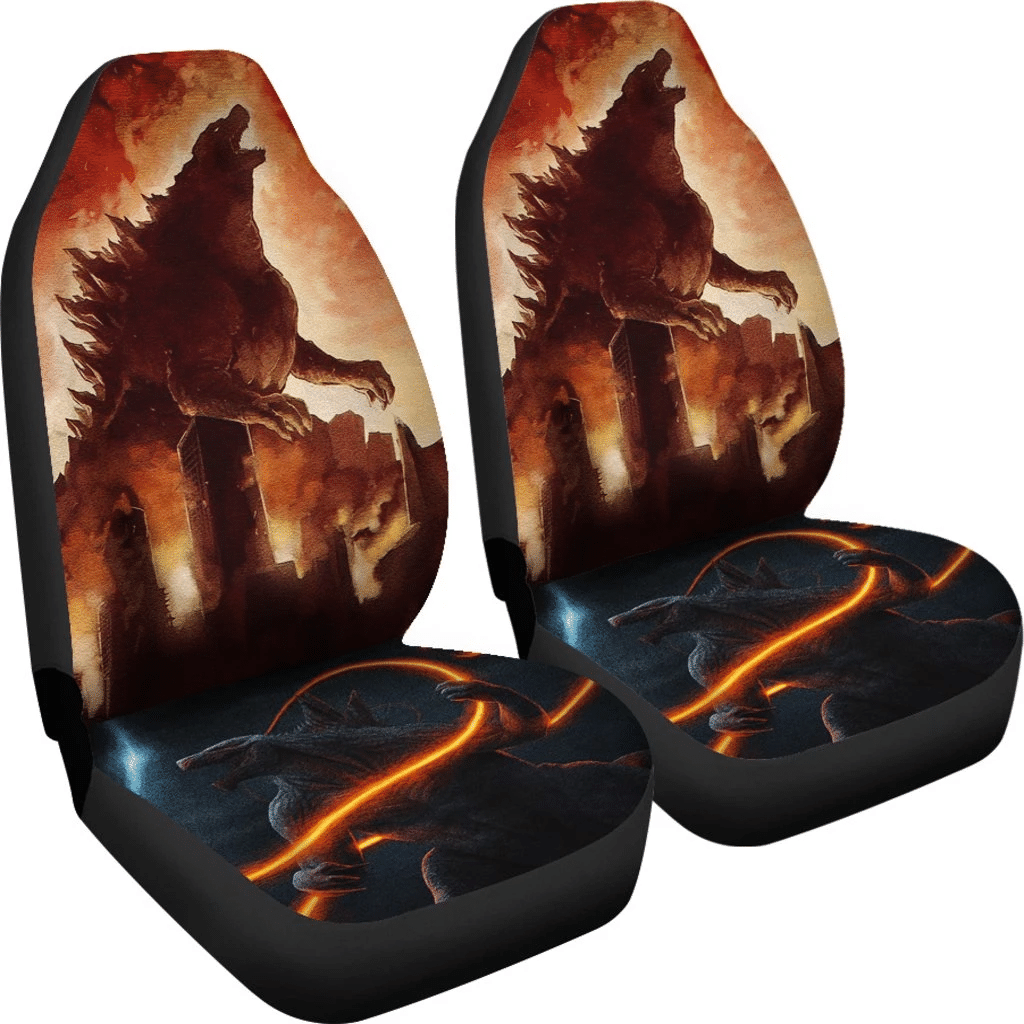 Godzilla Fire Light Cartoon Fanart Godzilla Vs Kong Car Seat Covers ...